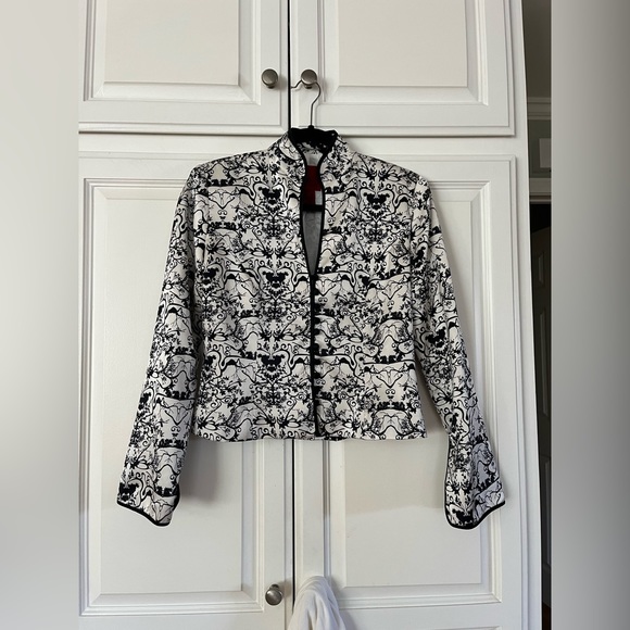 Jackets & Coats | Js Collections Black And White Silk Jacket | Poshmark